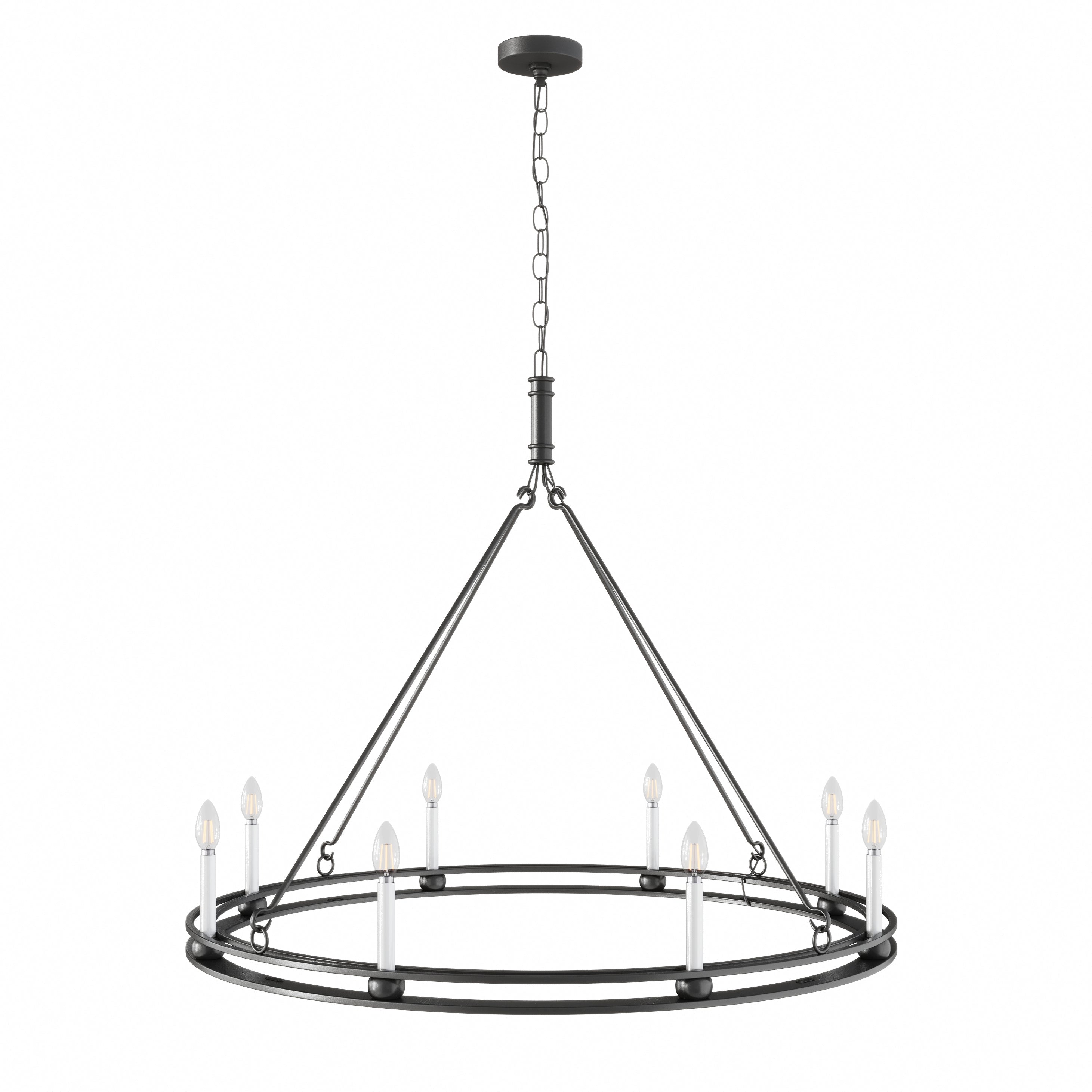 Large Round Candle Chandelier | 8-Lights Black Finish | Shop Now ...