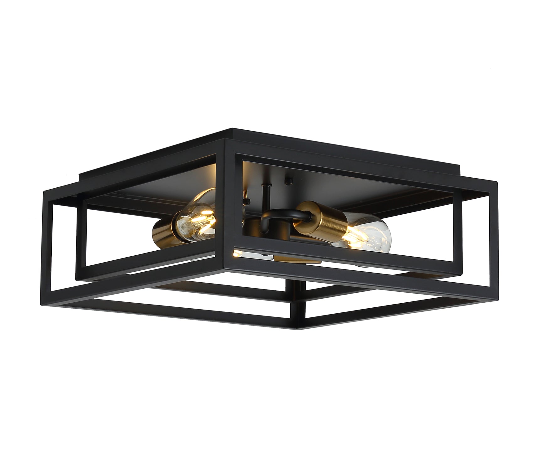 3-Light Square Flush Mount | Modern Linear Framework Lighting – Aiwen ...