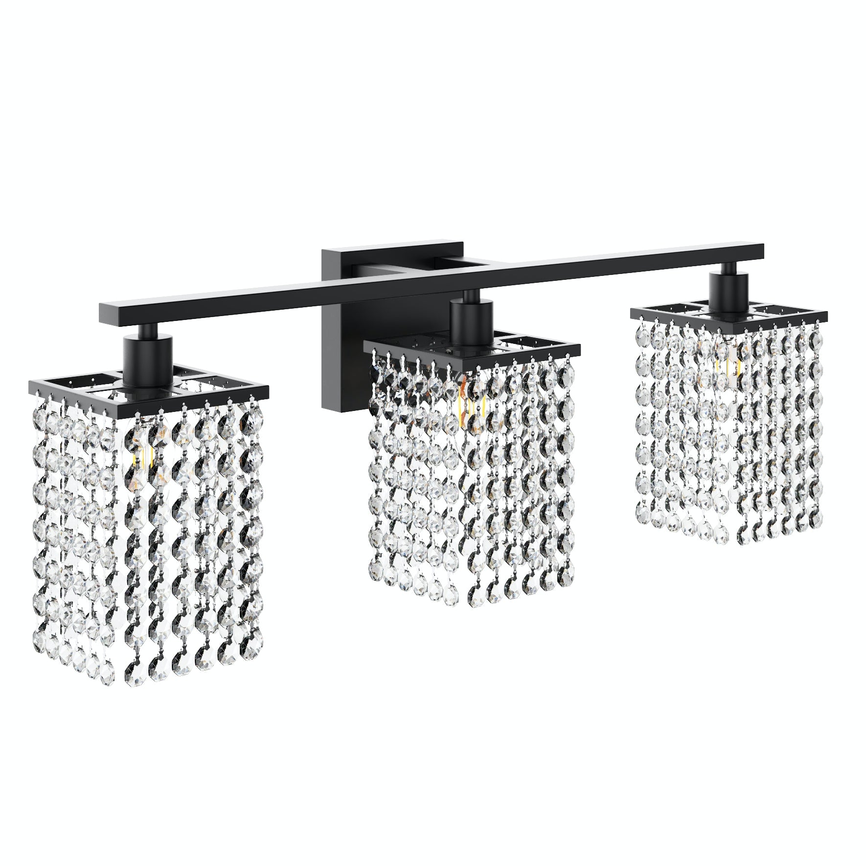 3/4-Lights Crystal Square Vanity Light | Modern Bathroom Lighting ...